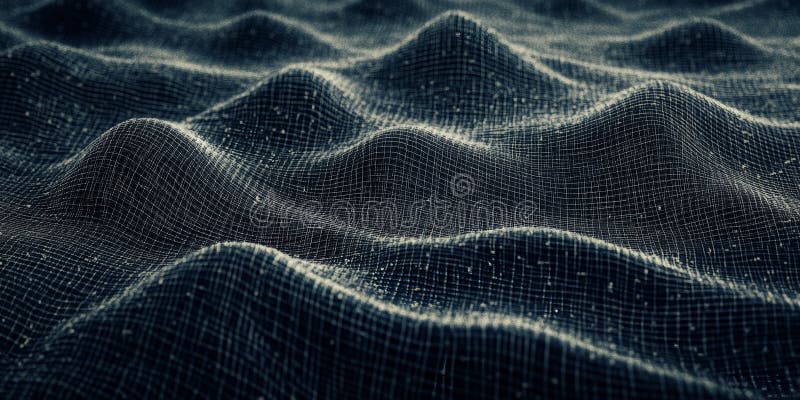 Abstract Digital Landscape with Wavy Grid Pattern and Dark Tones in ...