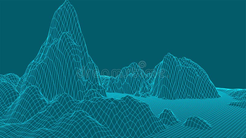 Abstract Digital Landscape. Wireframe Landscape Background. Digital ...