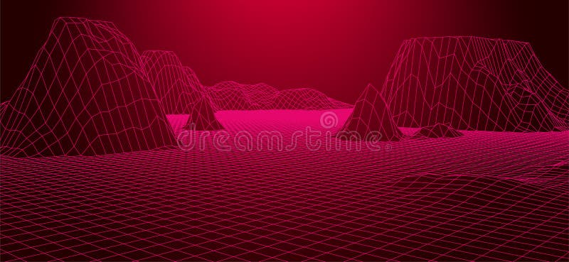 Abstract Digital Landscape. Wireframe Landscape Background. 3d ...