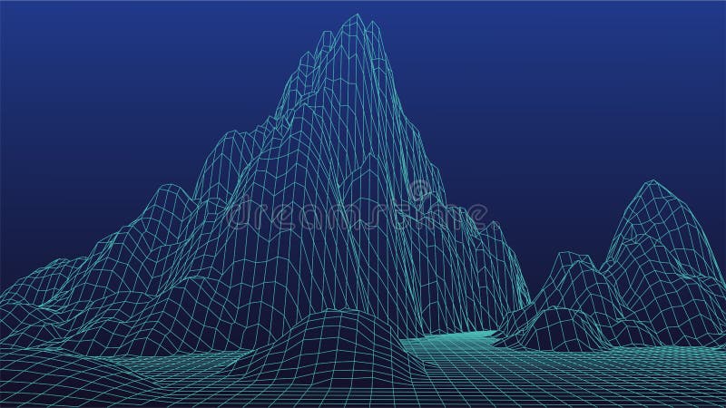 Abstract Digital Landscape. Wireframe Landscape Background. 3d ...