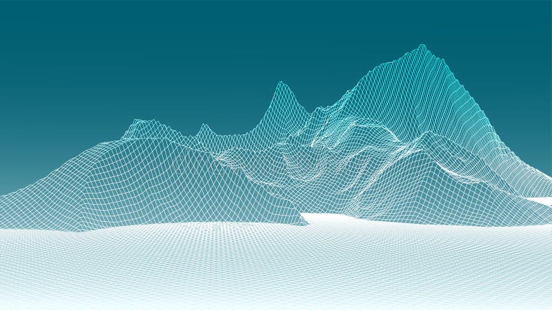Abstract Digital Landscape. Wireframe Landscape Background. Digital ...