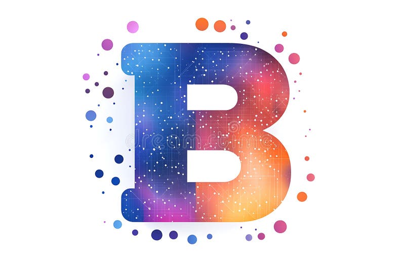 Abstract Digital Letter B with Colorful Gradient Overlay and Dot ...