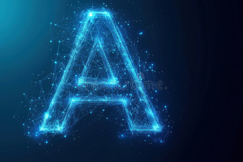 Abstract Digital Letter a Made of Glowing Blue Low-poly Connections ...