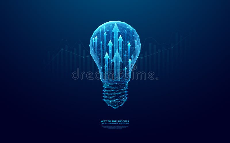 Abstract Light Bulb, Target with Arrow in Bullseye in Low Poly Bector ...