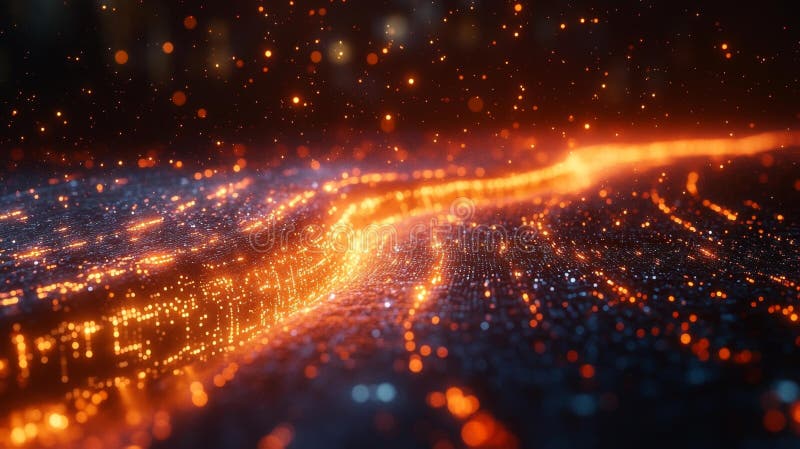 Abstract Digital Light Pattern Glowing with Particles in Motion Stock ...