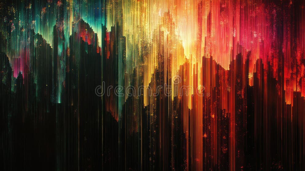 Abstract Digital Light Patterns in Vibrant Colors with Vertical Streaks ...