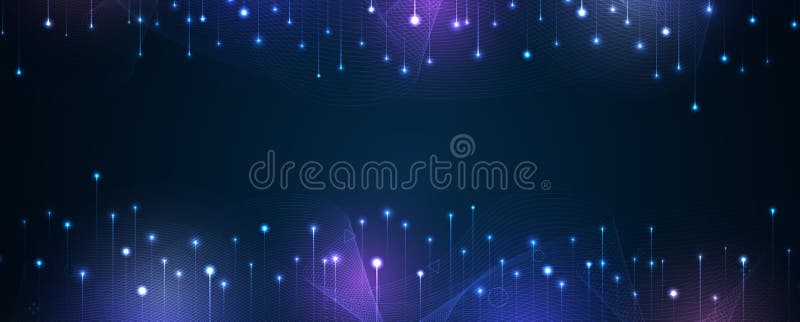 Abstract Digital Light Ray Technology Vector Background with Glowing Particles Stock Vector ...