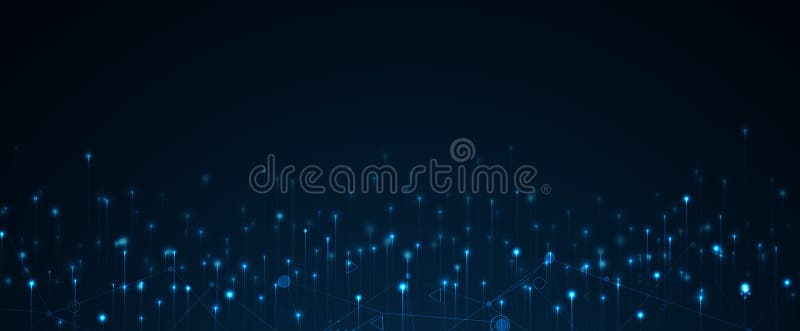 Abstract Digital Light Ray Technology Vector Background with Glowing Particles Stock Vector ...