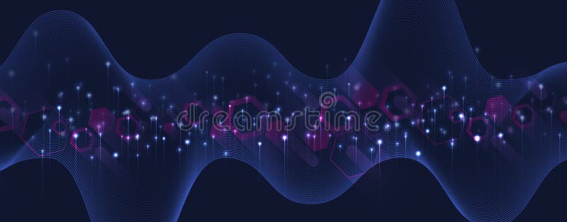 Abstract Digital Light Ray Technology Vector Background with Glowing Particles Stock Vector ...