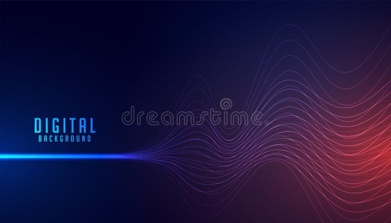 Abstract Digital Line Wire Wave Technology Background Stock Vector ...