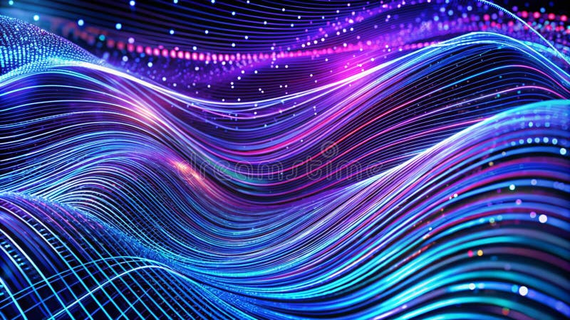 Abstract Digital Lines Forming a Wavy Pattern with Glowing Lights Stock ...