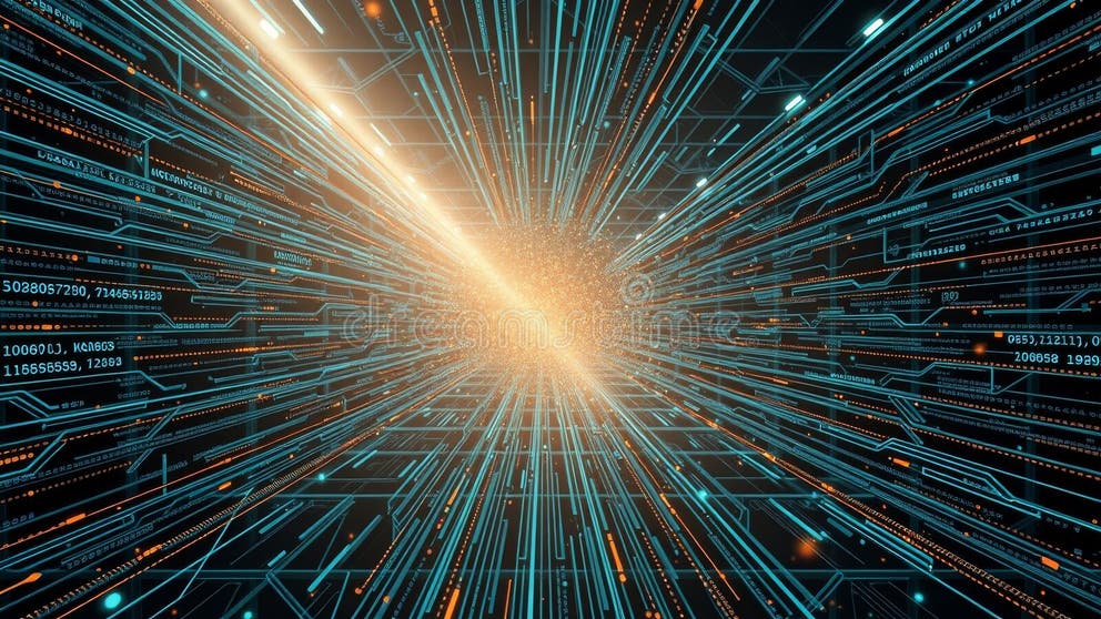 Abstract Digital Lines and Glowing Light Stock Illustration ...