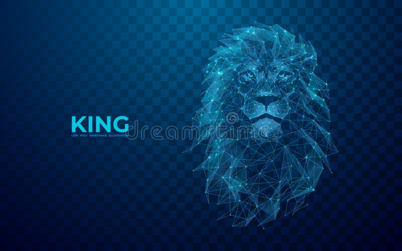 Abstract Digital Lion in Polygons, Lines and Connected Dots. Stock ...