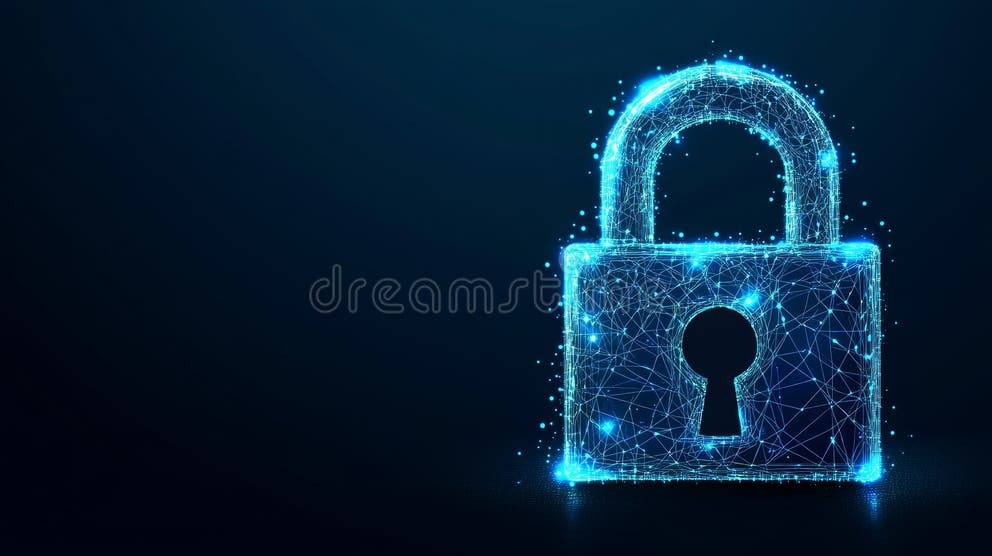 Abstract Digital Lock, Blue Technology Background Cyber Security, Data ...