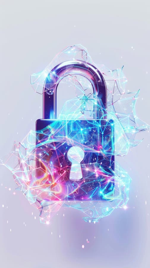 Abstract Digital Lock with Glowing Connections, Cybersecurity Concept ...