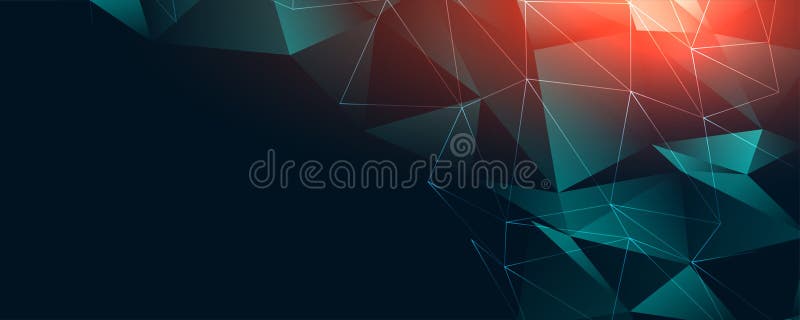 Abstract Digital Low Poly Connection Banner Design Stock Vector ...