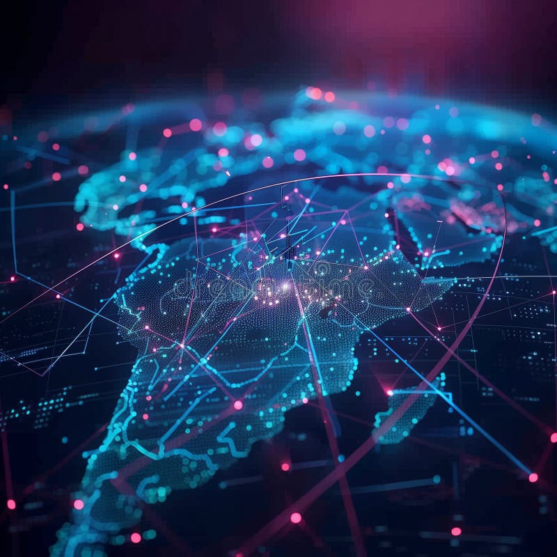 An Abstract Digital Map.the Concept of a Global Network and Data ...