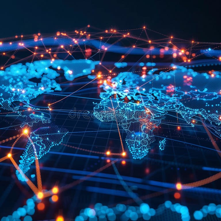 An Abstract Digital Map.the Concept of a Global Network and Data ...