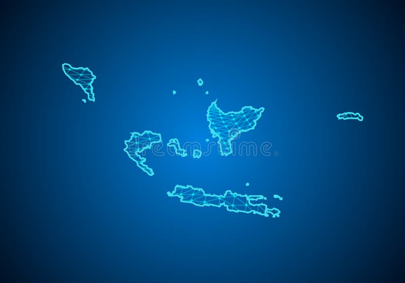 Abstract Digital Map of Indonesia with Particles Dots and Line ...