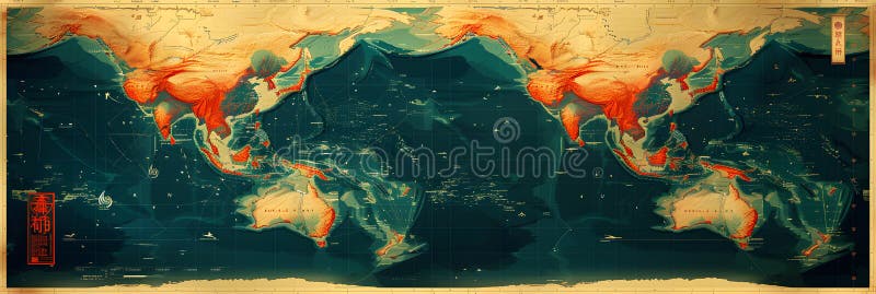 Abstract Digital Map of Japan with Gradient Background Stock ...