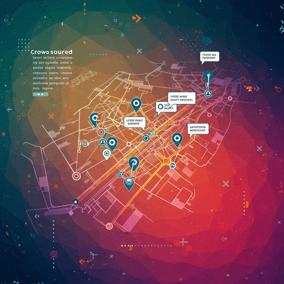 Abstract Digital Map Overlay with a Vibrant Gradient Background ...