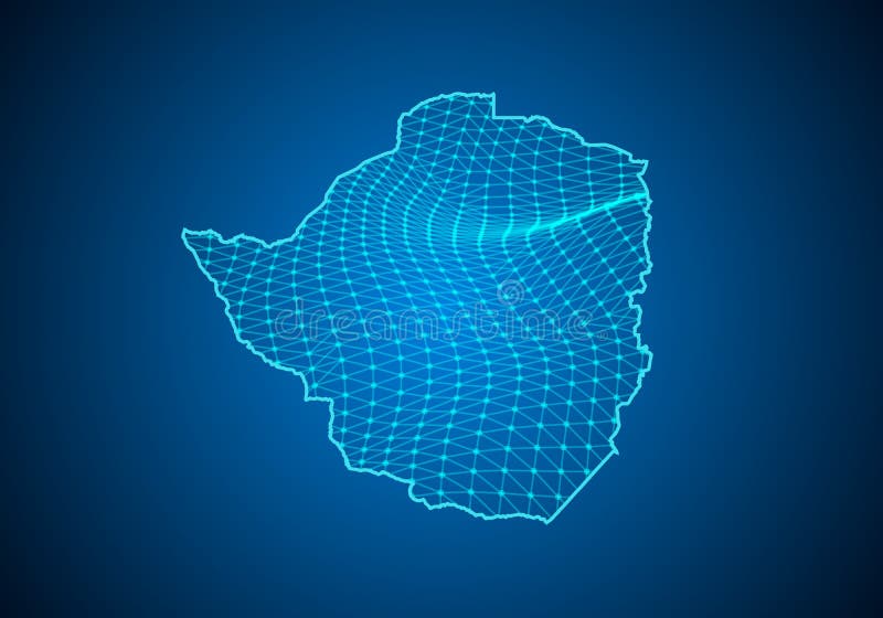 Abstract Digital Map of Zimbabwe with Particles Dots and Line ...