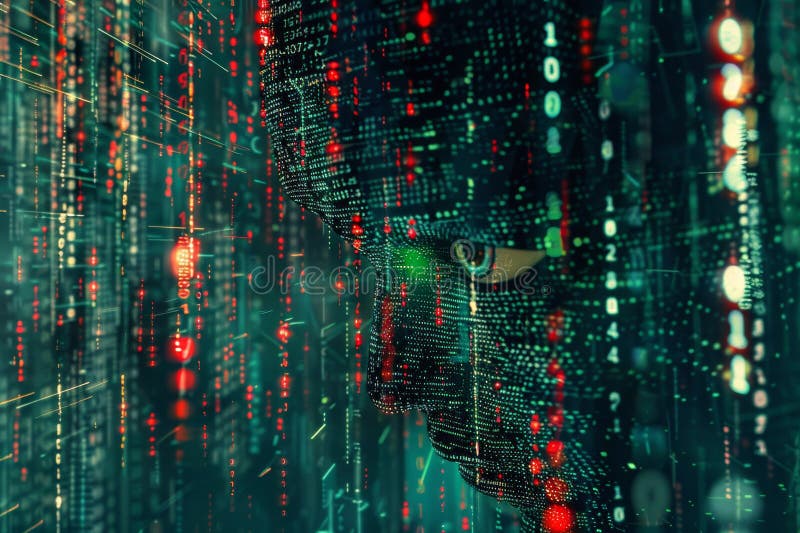 Abstract Digital Matrix with AI Technology Concept, Futuristic ...