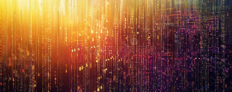 Abstract Digital Matrix Background with Colorful Binary Code Lines ...
