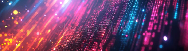 Abstract Digital Matrix Background with Colorful Light Streaks. Stock ...