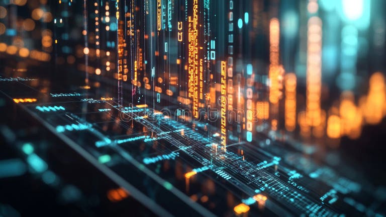 Abstract Digital Matrix of Data and Code Lines Stock Photo - Image of ...