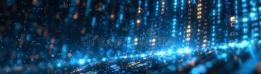 Abstract Digital Matrix with Glowing Blue Lights, Representing Data ...