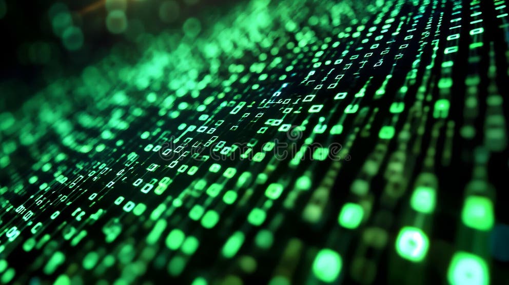 Abstract Digital Matrix: Green Binary Code Stream Stock Illustration - Illustration of ...