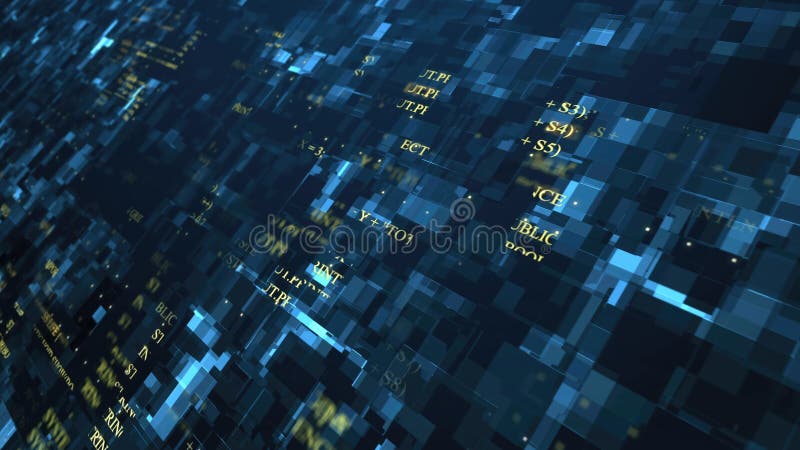 Abstract Digital Matrix with Illuminated Symbols Representing Data ...