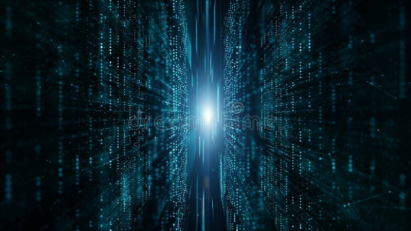 Abstract Digital Matrix Particles Flow, Digital Data Connection ...