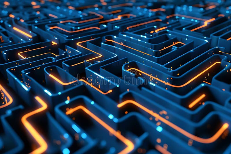 Abstract Digital Maze Network Circuit Data Path Technology Innovation Complexity System