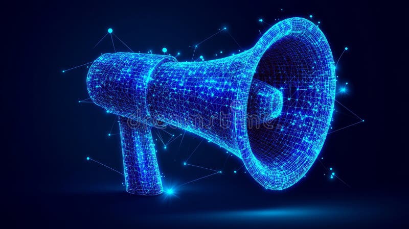 Abstract Digital Megaphone Announcement, Technology Wireframe ...