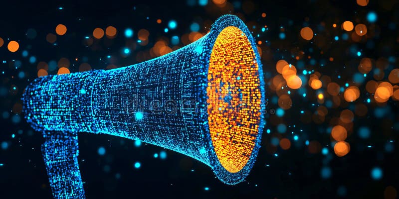 Abstract Digital Megaphone Glowing Particles High Quality Image Stock ...