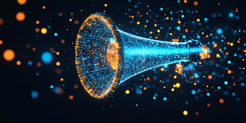 Abstract Digital Megaphone Glowing Particles High Quality Image Stock ...