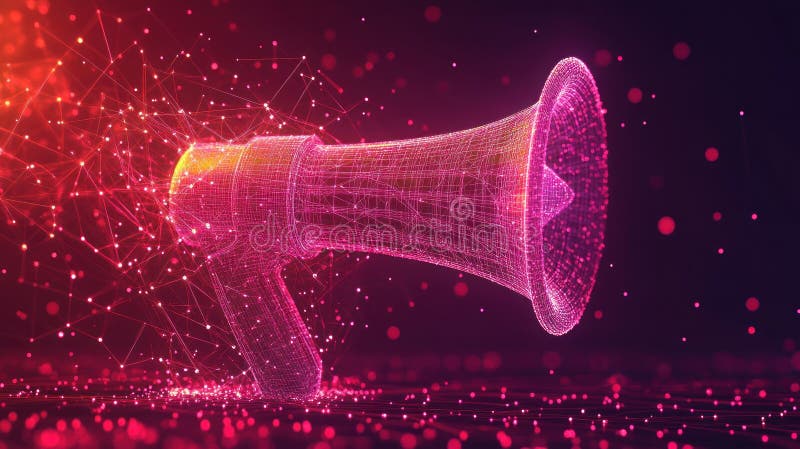Abstract Digital Megaphone, Networked Communication, Red Gradient ...