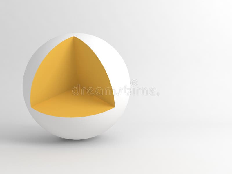 3d White Sphere with Cubical Cut Sector Stock Illustration ...