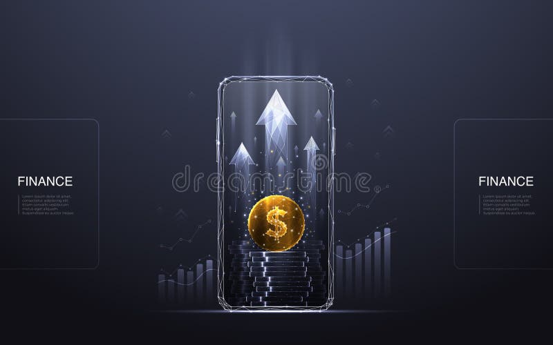 Growth Graph Chart with Tech Arrow Up on Computer Monitor Screen. Stock ...