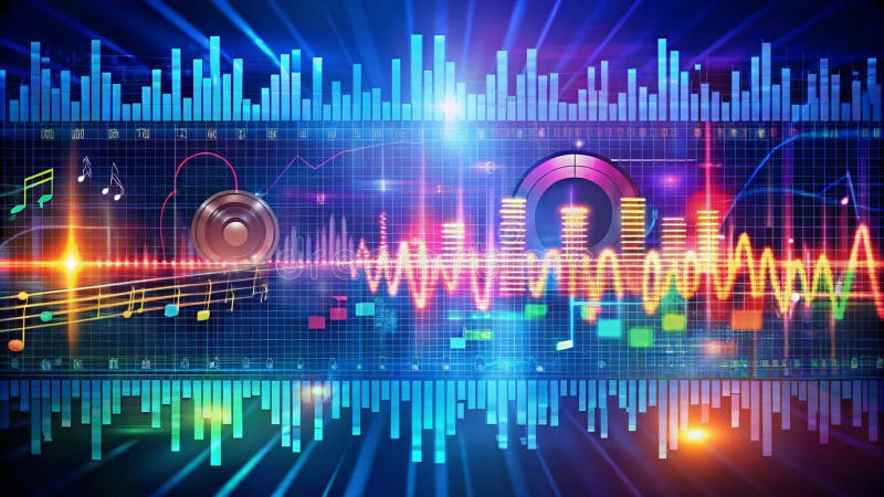 Abstract Digital Music Equalizer with Colorful Sound Waves, Musical ...