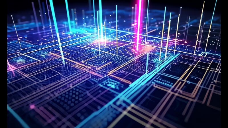 Abstract Digital Neon Background, Connectivity Stock Footage - Video of ...