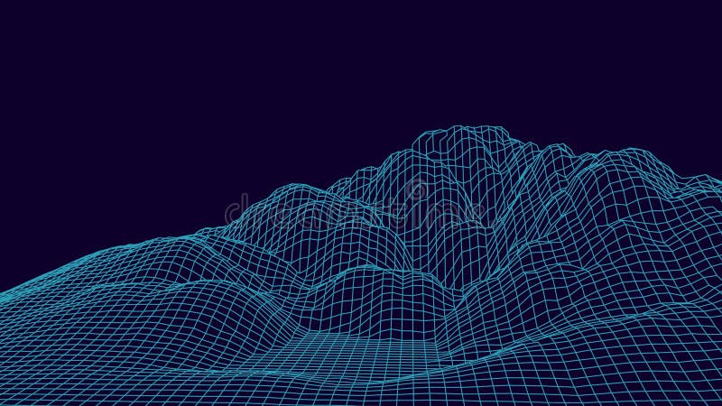 Abstract Digital Neon Grid Landscape Background. Futuristic Retro ...