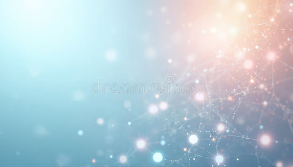 Abstract Digital Network Background Features Glowing Lines, Nodes on Soft Blue Gradient. Dynamic ...