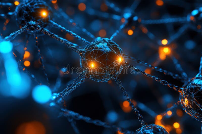 Abstract Digital Network Background with Glowing Connected Stock Image ...