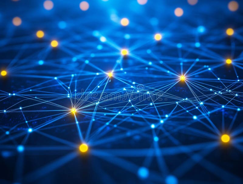 Abstract Digital Network Background with Glowing Connections Stock ...