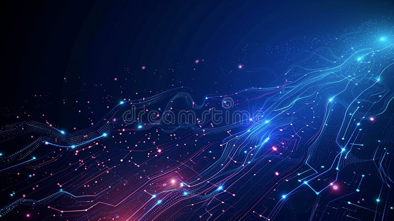 Abstract Digital Network Background with Glowing Dots and Connections ...