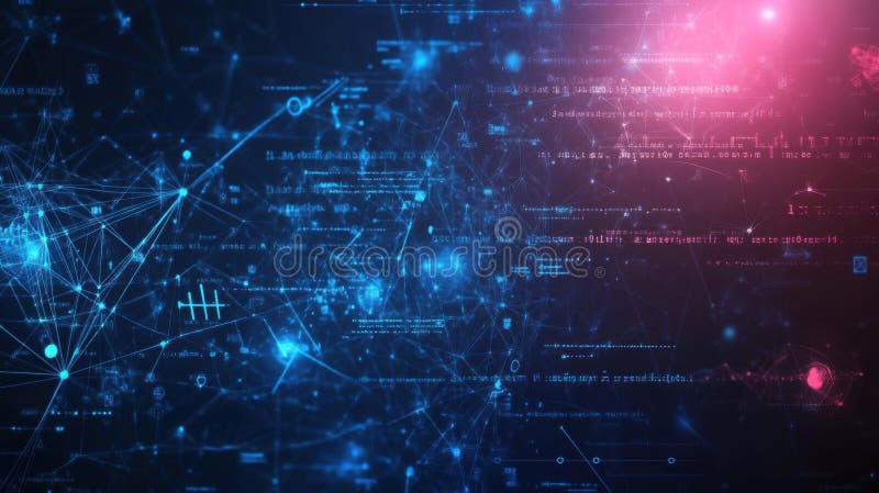 Abstract Digital Network Background with Lines and Code Stock Image ...