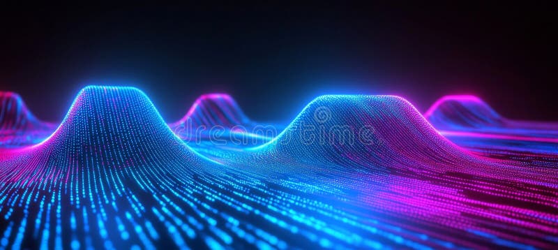 Abstract Digital Network with Blue and Purple Colors and Flowing Data ...